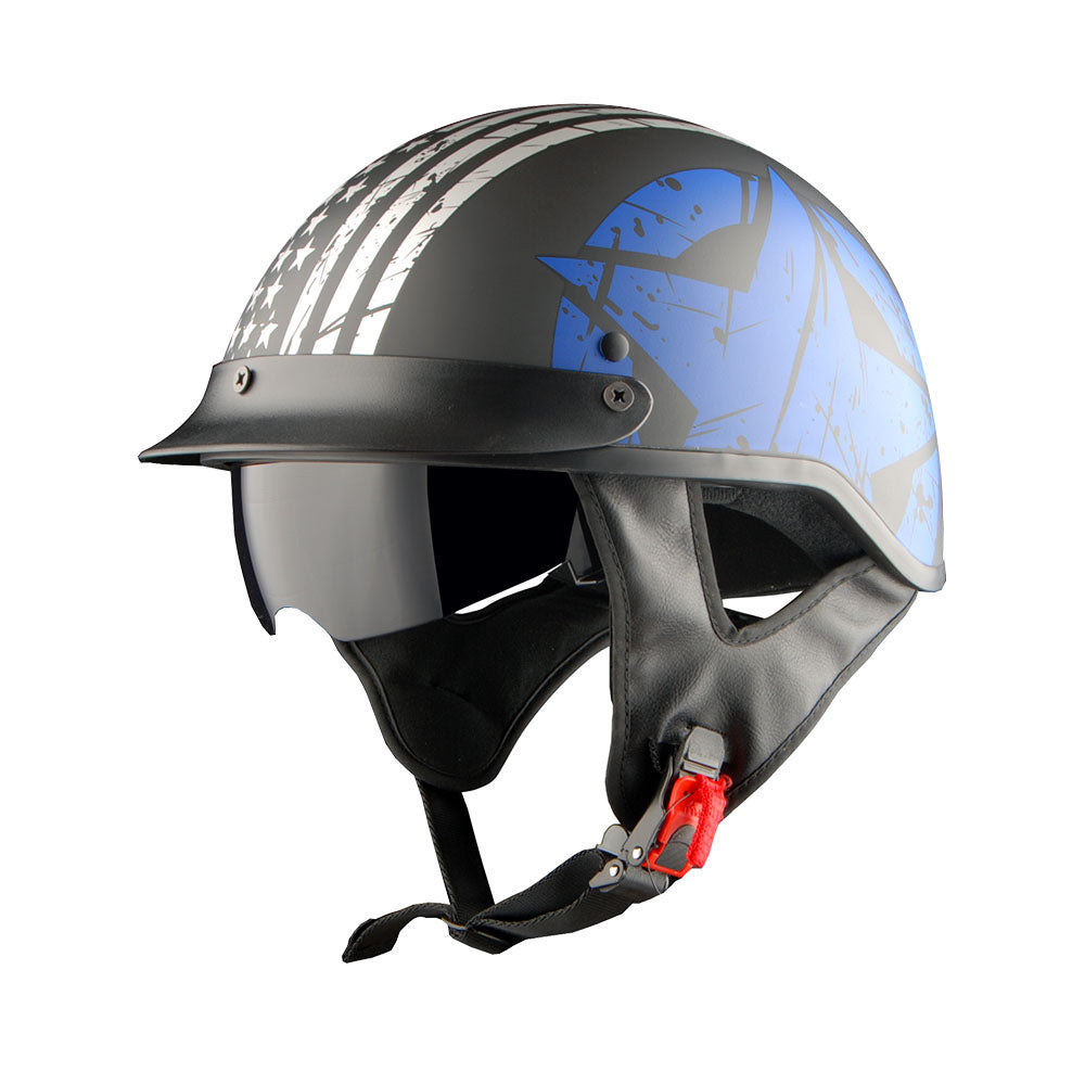 1Storm Motorcycle Half Face Helmet Mopeds Scooter Pilot with retratabl ...