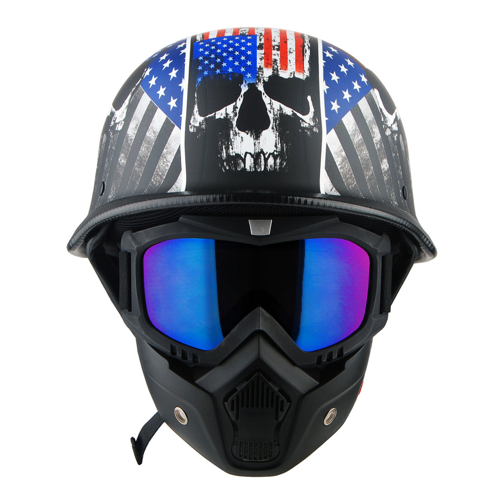 1Storm Novelty Motorcycle Half Face Helmet German Style DOT Approved ...
