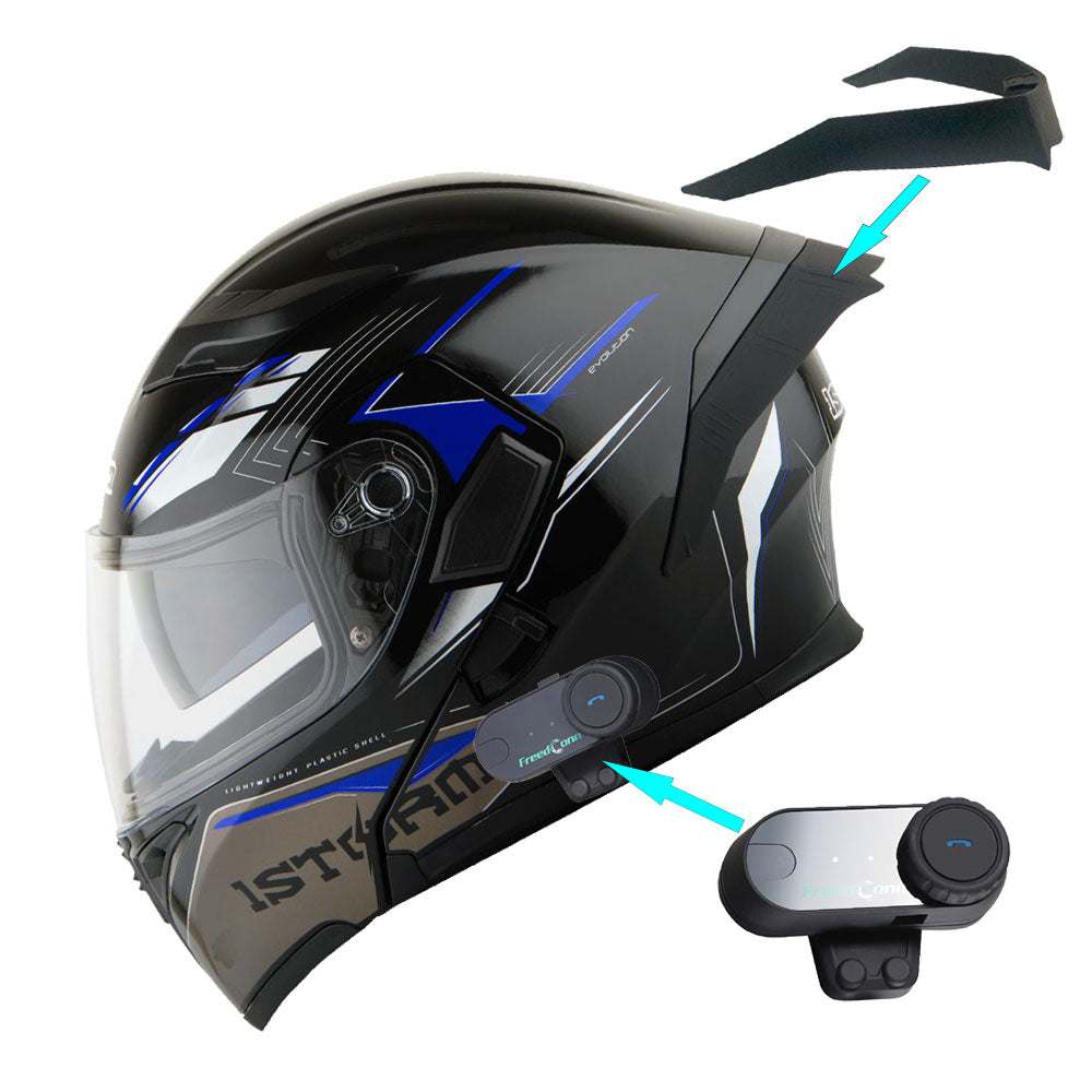 1Storm Motorcycle Modular Full Face Flip up Dual Visor Helmet + Spoile ...