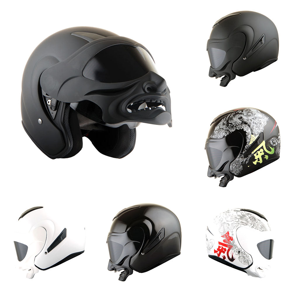 1Storm Motorcycle Open Face Fiber Glass Dual Visor Helmet HB_609 Scoot ...