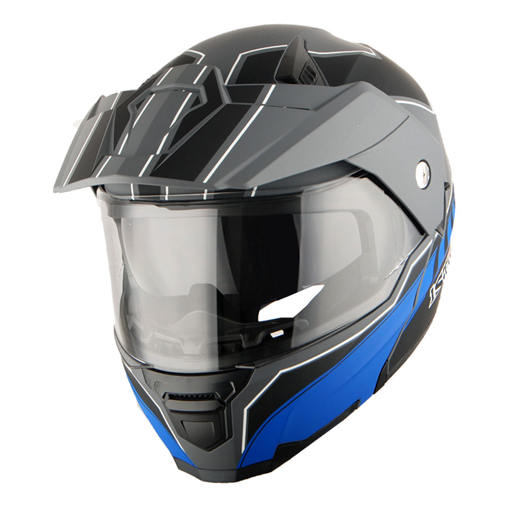 1Storm Motorcycle Dual Sport Modular Flip up Full Face Helmet Dual Vis ...