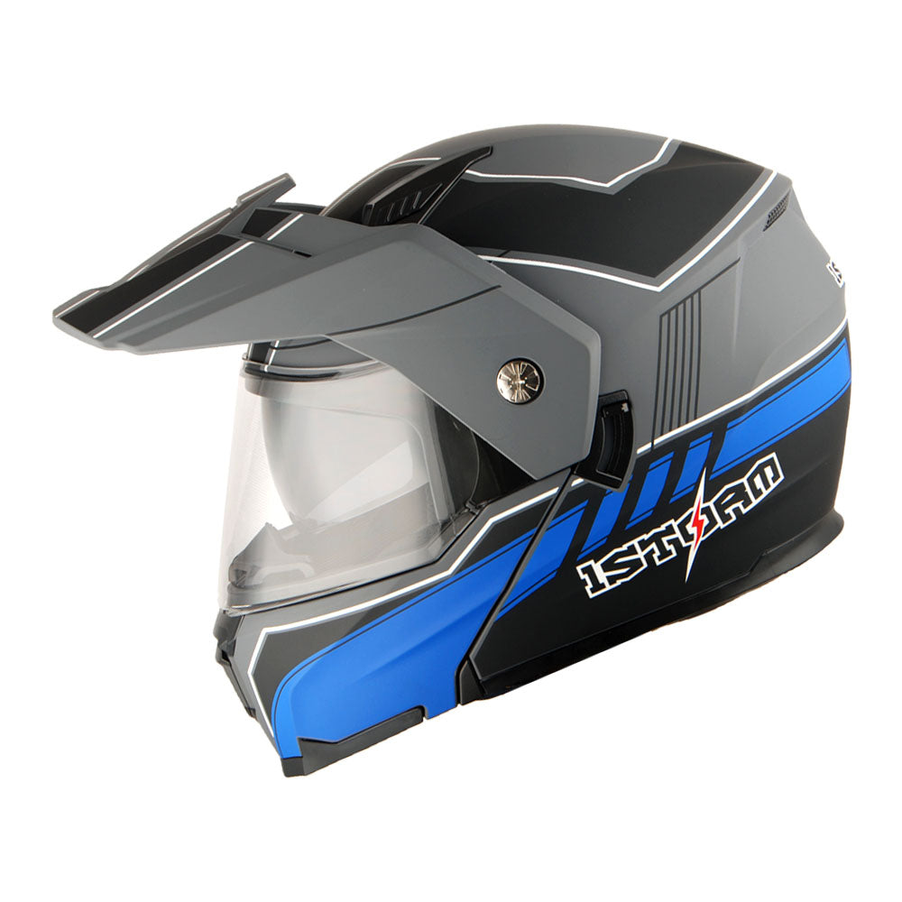 1Storm Motorcycle Dual Sport Modular Flip up Full Face Helmet Dual Vis ...