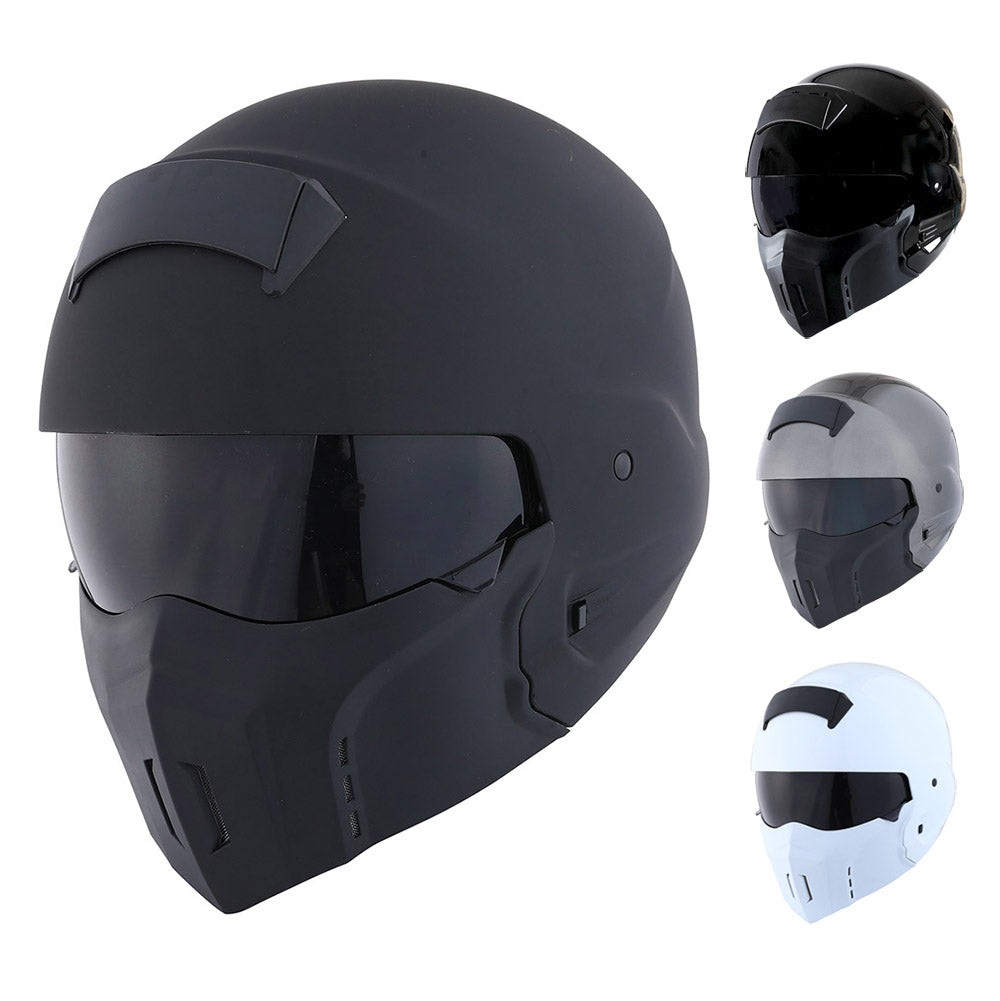 1Storm Motorcycle Full Face Helmet Open Face Knight Classical (Detacha ...