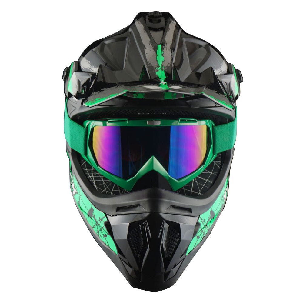 1Storm Adult Motocross HelmetTrack Style JH601 + Goggles + Skeleton Gl ...